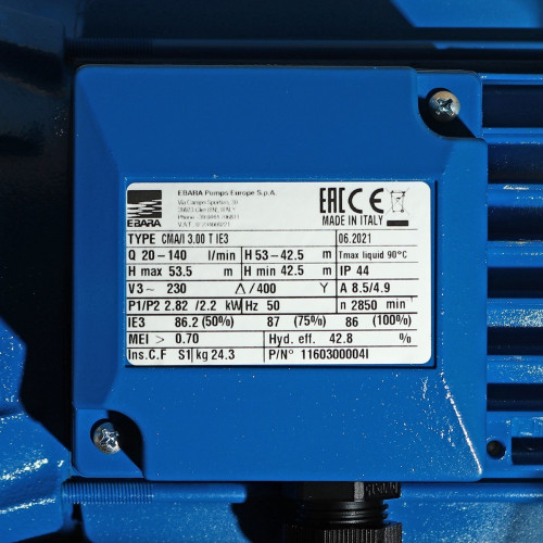 ปั๊มน้ำ EBARA รุ่น : CMA 3.00T